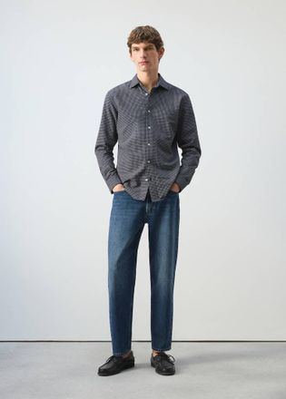 Mango Chemise regular fit &agrave; carreaux en coton bleu marine - Homme - XXL - MANGO MAN