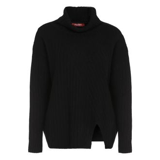 Max Mara Gerippter Strickwollkaschmirpullover - - Knitwear - Damen - Schwarzk - S