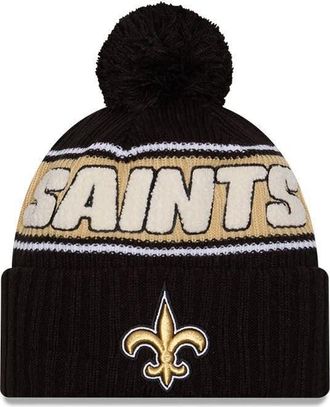 New Era New Orleans Saints NFL 2024 Sideline Sport Knit Schwarz Bommelmütze - One-Size