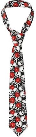 Generic Cravate Homme Cr&acirc;nes Fleurs Rouges Horreur Noir Formelle Cravates Fine Cravates Homme Pour Affaires Accessoires Mariage