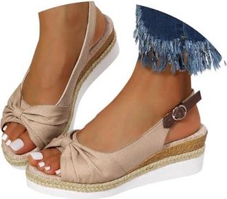 Generic Sandales d&eacute;t&eacute; pour femme avec bretelles larges et talon compens&eacute; pour les f&ecirc;tes de plage, tenues d&eacute;contract&eacute;es, soutien de la vo&ucirc;te plantaire, l&eacute;g&egrave;res