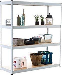 Clp &Eacute;tag&egrave;re de Stockage avec 4 Surfaces de Rangement I &Eacute;tag&egrave;re de Rangement 160x60x180 cm I Capacit&eacute; de Rangement par &Eacute;tage 350 kg, Couleur:Blanc