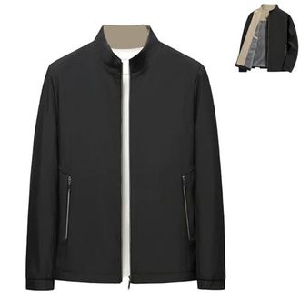 Generic Veste d&eacute;contract&eacute;e &agrave; manches longues et col montant avec fermeture &eacute;clair et poches zipp&eacute;es pour homme, Noir, XXL