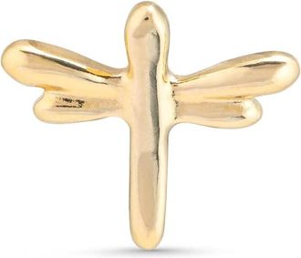 Uno De 50 Piercing-Ohrring aus 18 Karat vergoldeter Metalllegierung in Libellenform