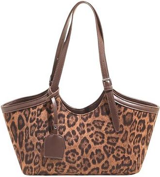 Generic Sac de voyage r&eacute;tro en daim synth&eacute;tique motif gu&eacute;pard d&eacute;contract&eacute; pour filles et femmes, cadeaux danniversaire, marron, 400.00x160.00x140.00mm