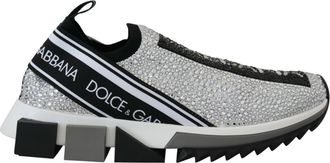 Dolce & Gabbana Silberne Strass Sorrento Sneakerschuhe