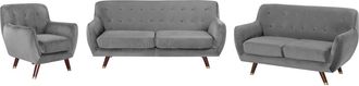 Beliani Modernes Sofa Set mit Sessel aus Samtstoff in Grau Bodo