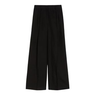 Max Mara Weite Viskose- und Leinenhose - - Trousers - Damen - Schwarzk - M