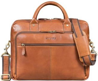 STILORD Jerome Sacoche daffaires Cuir Homme Grande Sacoche Professionnelle Bandouli&egrave;re pour Ordinateur 15,6 Pouces | Cartable Business Cuir Veritable Cognac