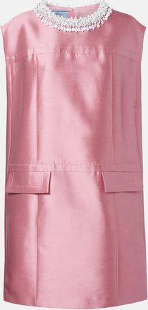 Prada Verziertes Minikleid aus Wolle und Seide