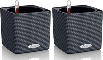 Lechuza Cube Color 14 13384 Kr&auml;utertopf, Hochwertiger Kunststoff, Inkl. Stick-Bew&auml;sserungssystem, f&uuml;r Innenraumbegr&uuml;nung geeignet, schiefergrau, 14x14x14 cm (