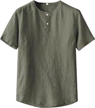 Generic Chemise en lin pour homme - Chemise d&eacute;t&eacute; d&eacute;contract&eacute;e - Pour l&eacute;t&eacute; - Plage - Chemise de loisirs - &Eacute;l&eacute;gante chemise de vacances - Chemise &agrave; manches long