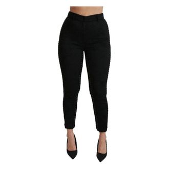 Dolce & Gabbana Femme, Pantalons, Noir, Taille: 36 FR Pantalon skinny en brocart &eacute;l&eacute;gant &agrave; taille haute