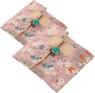 Valiclud 2 pi&egrave;ces Pochette Bijoux Brocart Chinoise Petit Sac Voyage Portable pour Colliers Boucles Oreilles et Bracelets Organiseur Tissu Traditionnel pour Fem