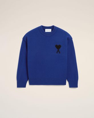 Ami Ami Paris - Pull bleu en laine Ami de Coeur Noir - Taille : XXL - Unisex