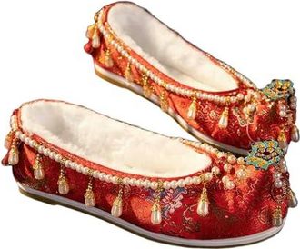 Generic QXDZSW Chaussures Xiuhe faites à la main Style ancien Han Vêtements plats pour femme Costume brodé Mariage Printemps, 10, 38.5 EU