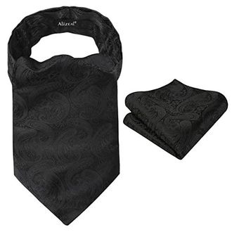 Alizeal Ensemble de cravate &agrave; nouer soi-m&ecirc;me, noeud papillon Ascot et carr&eacute; de poche pour homme, taille unique