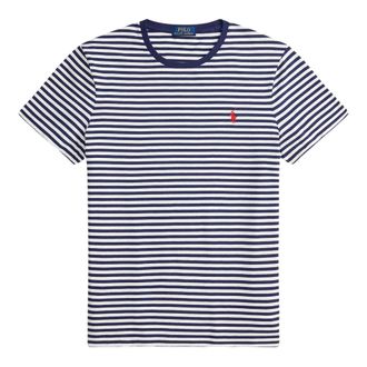 Ralph Lauren Homme, Tops, Bleu, Taille: S T-shirt ray&eacute; en jersey coupe ajust&eacute;e personnalis&eacute;e