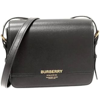 Burberry Sac bandouli&egrave;re &agrave; rabat avec logo en cuir de veau Pre-owned 8067035 - Femme - Pre-owned - Noir - Taille: ONE Size