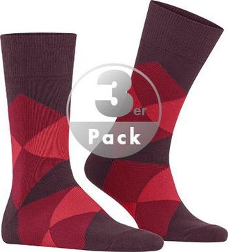 Burlington Herren Socken rot Baumwolle gemustert