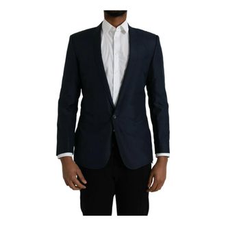 Dolce & Gabbana Blaue Slim Fit Blazer Ein Knopf - - Jackets - Herren - Blau - L