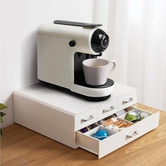 Navaris Porte Capsules - Rangement Compatible avec Nespresso 96 dosettes - 34,3 x 32,6 x 12,8 cm - Compatible avec Capsule CBTL K-Cups Verismo - 4 tiroirs uti