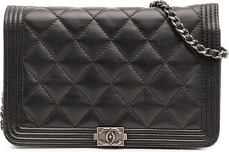 Chanel Hobo Bags - Quilted Lambskin Boy Wallet On Chain - Gr. unisize - in Schwarz - für Damen
