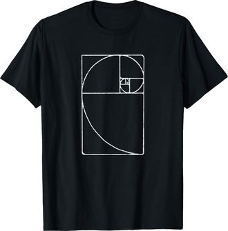 Giant Step Design Co. Simple Fibonacci Sequence Golden Ratio Spiral Minimalist T-Shirt