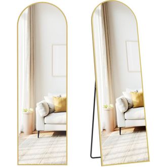 Songmics Miroir Int&eacute;gral, 150 x 40 cm, Miroir Arqu&eacute; sur Pied, &agrave; Poser au Sol, Cadre en Alliage dAluminium, Verre Tremp&eacute;, pour Chambre, Salon, Dressing, Dor&eacute;