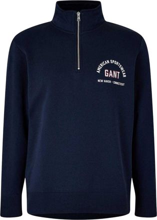 GANT Sweatshirt f&uuml;r Herren, mit kurzem Rei&szlig;verschluss, Fleece (Abendblau)