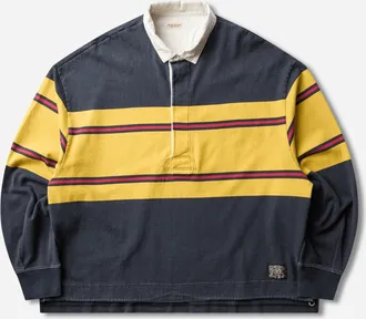 KAPITAL Men s 16/-Panel Stripe Jersey Big Rugby Shirt Black
