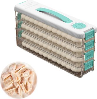 Generic Ravioli-Behälter, Gefrier-Behälter für Kekse - Aufbewahrungsbox für Kühlschrank, Fleisch, Kekse, großer 4-lagiger Keksständer mit Deckel