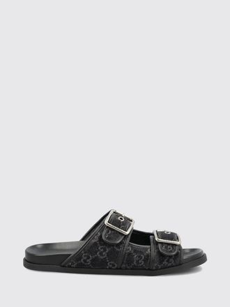 Gucci Sandales en denim jacquard &agrave; monogramme GG et double bride