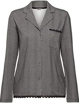 Esprit Imprimé Dentelle en Coton Sus S.Shirt_a_l Haut de Pijama, Noir 3, 38 Femme