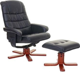 Hhg Relaxsessel HHG 320, Fernsehsessel Liegesessel TV-Sessel mit Hocker Kunstleder schwarz