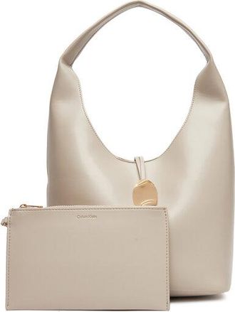 Calvin Klein Jeans Handtasche Stone Lock Slouchy Small Shoulde LV04K3176G Écru
