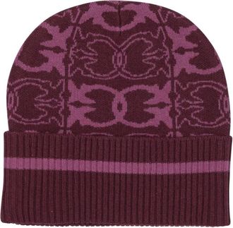 Pinko Pinko, Femme, Accessoires, Rouge, Taille: ONE Size Bonnet en Tricot Jacquard