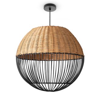 Paco Home Rattan Pendelleuchte Wohnzimmer Tischleuchte Boho Style Käfig Lampe Esstischlampe Nachttischlampe Metall E27, Lampenart:Pendelleuchte - Typ 1, Farbe:N