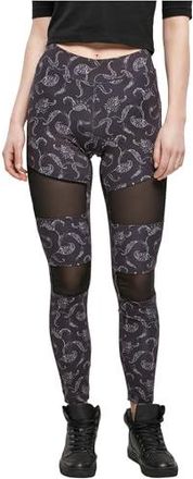 Urban Classics Ladies Tech Mesh AOP Legging, Blackpaisley, XXL Femme