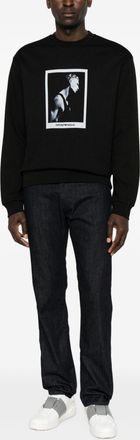 Emporio Armani Graphic-Print Cotton Sweatshirt - Black