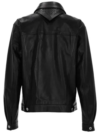 Bottega Veneta Intrecciato Woven Leather Jacket - Black
