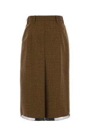 Prada Womens Brown Wool Skirt Tabacco Gonne