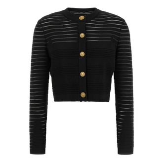 Balmain Cropped Cardigan - - Knitwear - Damen - Schwarzk - 2XS