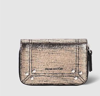 Jerome Dreyfuss Porte-monnaie Henri Cuir Lam&eacute; Champagne