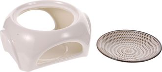 NUOBESTY Sewroro Aromalampe Keramik Aromatherapie Licht Duftlampe Mit Wachsbrenner F&uuml;r Schlafzimmer Yoga Meditationsraum Wei&szlig;