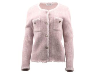 Passioni Strickjacke mit gestreiftem Kontrastsaum