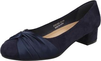 Spot On F9R0150 Escarpins formels à talon carré avec noeud en satin pour femme, bleu marine, 39 EU