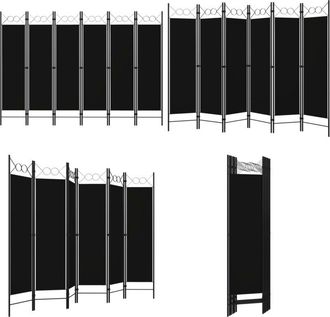 vidaXL 6-tlg. Raumteiler Schwarz 240 x 180 cm - Raumteiler - Dekorationsartikel - Wohnzimmerdeko - Trennwandsystem - Privacy Screen - Home & Living