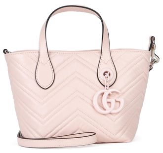 Gucci Womens Handbag Marmont Mini Pale Pink Leather Calf Skin Handbags Hand Bags