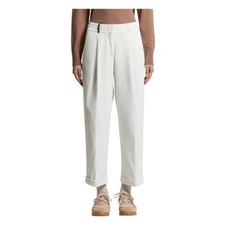 PESERICO 500-Streifen Baumwollsamt-Hose - - Trousers - Damen - Wei&szlig; - L